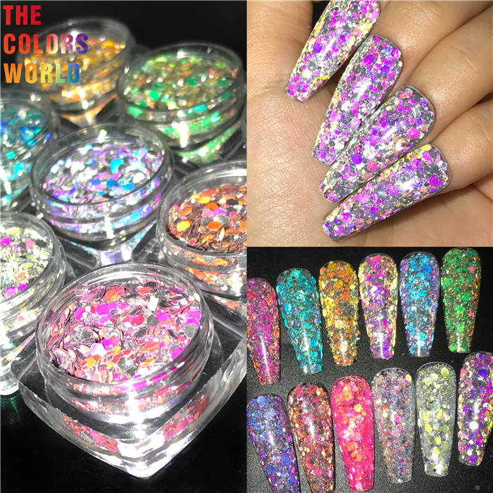 TCT-774 Reflective Flash Glitter Dazzling Party Sparkly Nails Iridesce ...